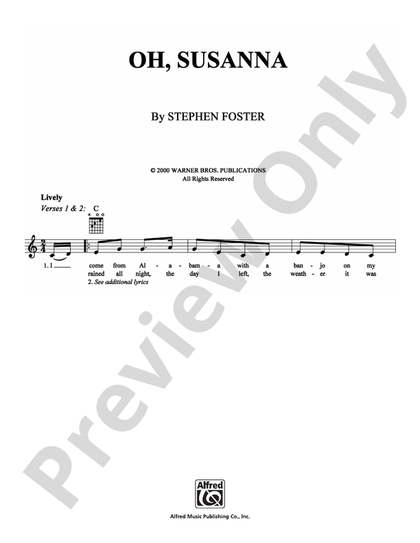 Oh, Susanna: Lead Sheet: Stephen Foster - Digital Sheet Music Download