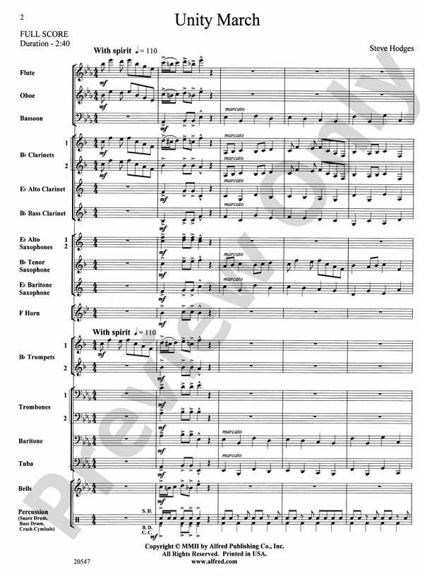 Unity March: Concert Band Conductor Score & Parts: Steve Hodges ...