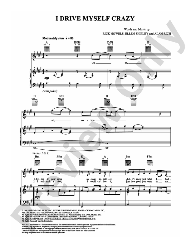 I Drive Myself Crazy: Piano/Vocal/Chords: *Nsync - Digital Sheet Music ...