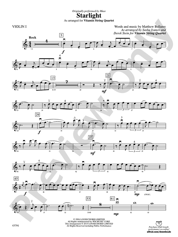 Starlight: 1st Violin: 1st Violin Part - Digital Sheet Music Download