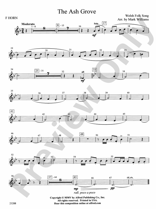 The Ash Grove: 1st F Horn: 1st F Horn Part - Digital Sheet Music Download
