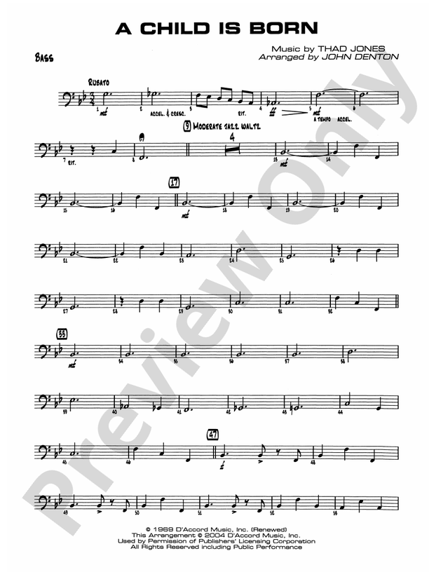 A Child Is Born: String Bass: String Bass Part - Digital Sheet Music ...