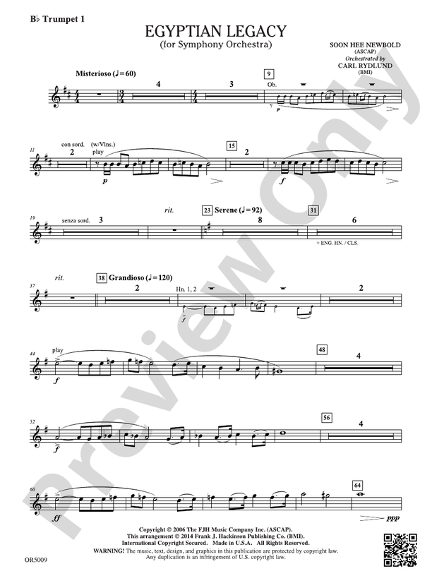 Egyptian Legacy: B-flat Trumpet 1: B-flat Trumpet 1 Part: Carl Rydlund ...