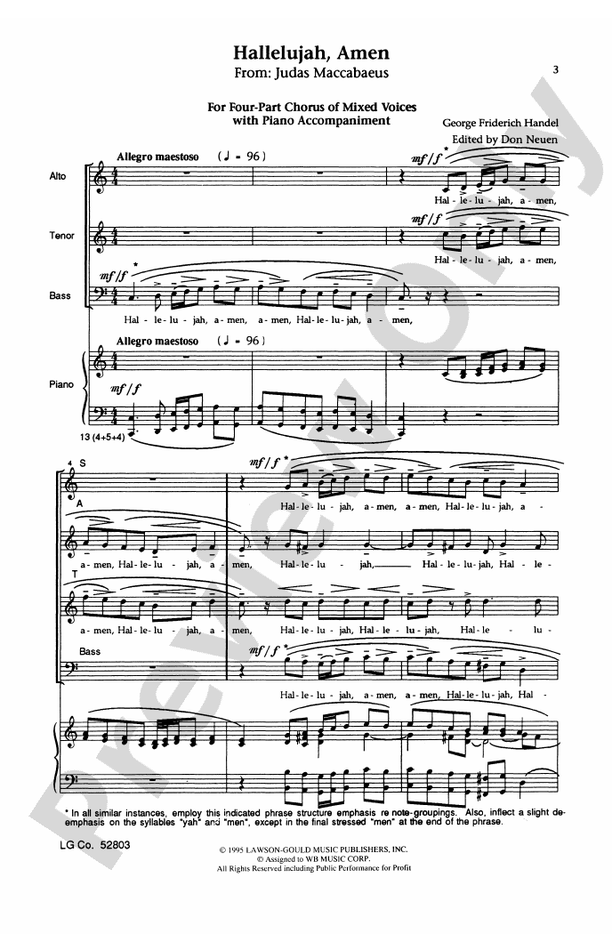 Hallelujah, Amen (from Judas Maccabaeus): SATB Choral Octavo: George Frideric Handel - Digital ...