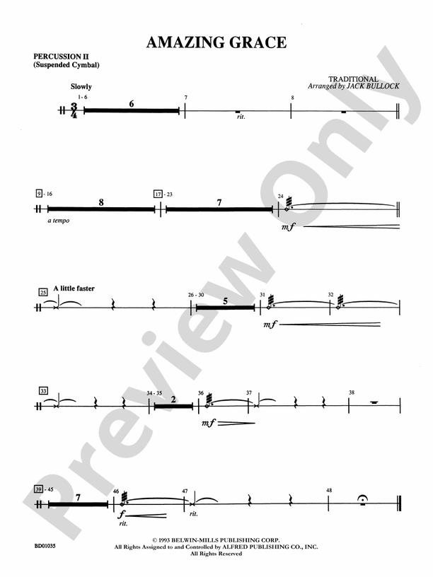 Amazing Grace: 2nd Percussion: 2nd Percussion Part - Digital Sheet ...