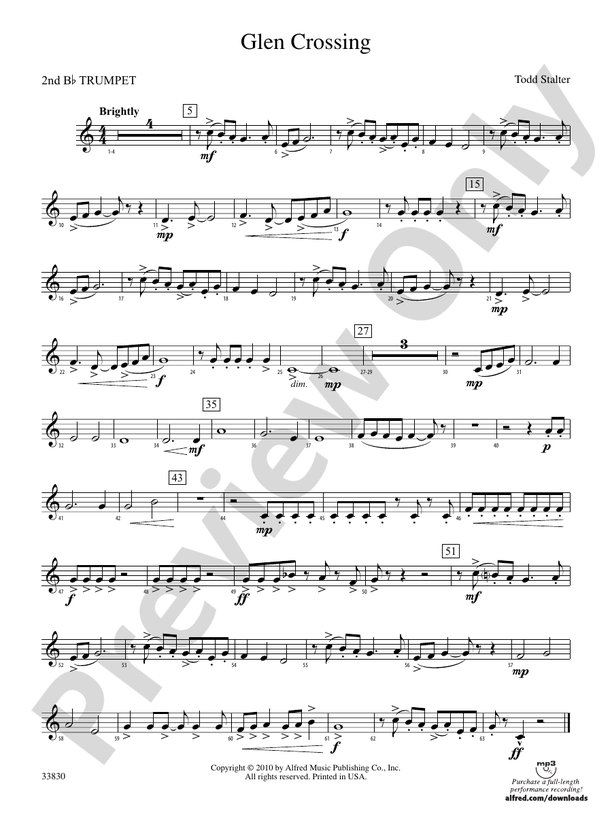 Glen Crossing: 2nd B-flat Trumpet: 2nd B-flat Trumpet Part - Digital ...