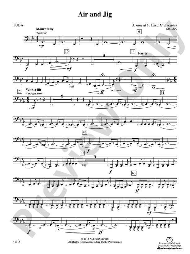 Air and Jig: Tuba: Tuba Part - Digital Sheet Music Download