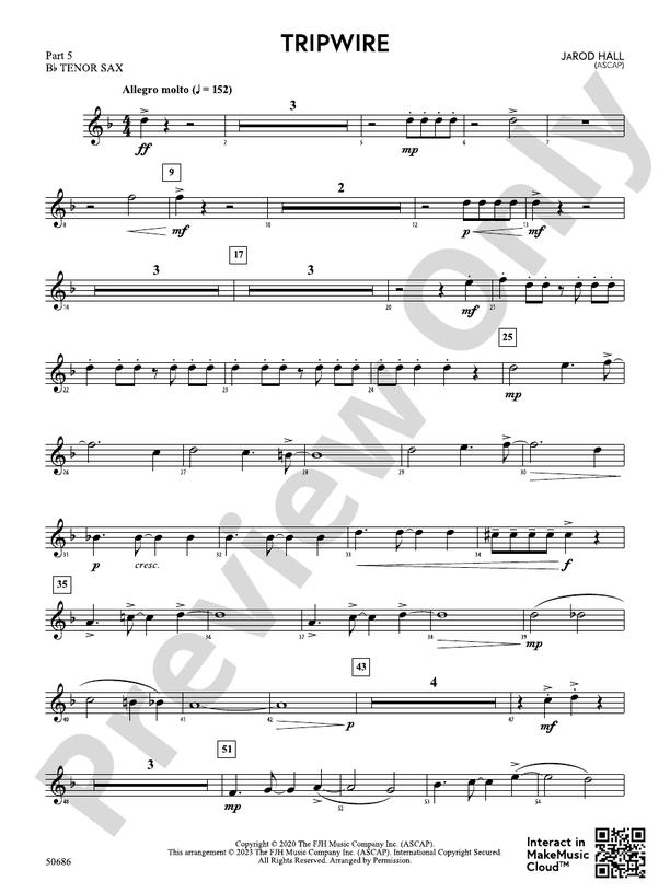 Tripwire: Part 5 - B-flat Tenor Sax: Part 5 - B-flat Tenor Sax Part - Digital Sheet Music Download