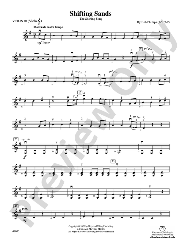 Shifting Sands: 3rd Violin (Viola [TC]): 3rd Violin (Viola [TC]) Part ...