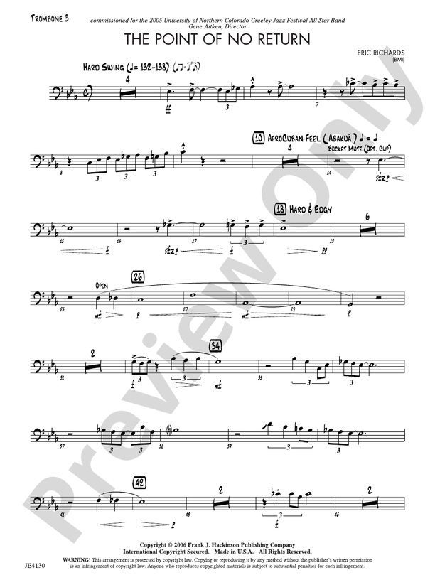 The Point of No Return: Trombone 3: Trombone 3 Part: Eric Richards - Digital Sheet Music Download