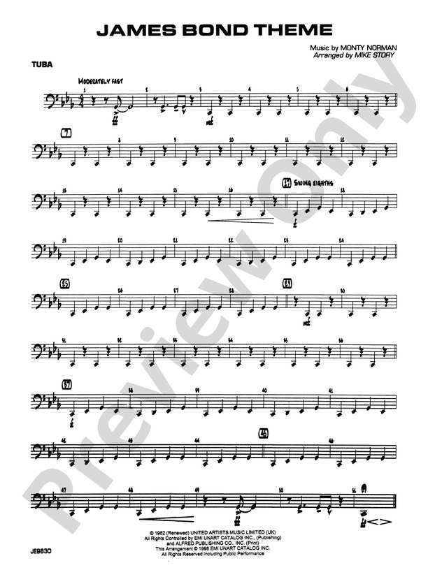 James Bond Theme: Tuba: Tuba Part - Digital Sheet Music Download