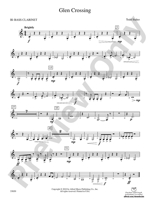 Glen Crossing: B-flat Bass Clarinet: B-flat Bass Clarinet Part ...