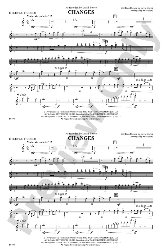 Changes: Flute: Flute Part - Digital Sheet Music Download