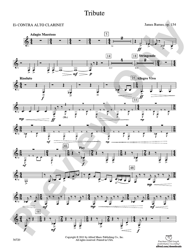 Tribute: E-flat Contra-Alto Clarinet: E-flat Contra-Alto Clarinet Part ...