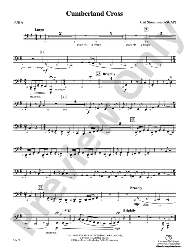 Cumberland Cross: Tuba: Tuba Part - Digital Sheet Music Download