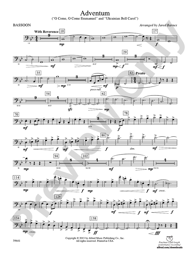 Adventum: Bassoon: Bassoon Part - Digital Sheet Music Download