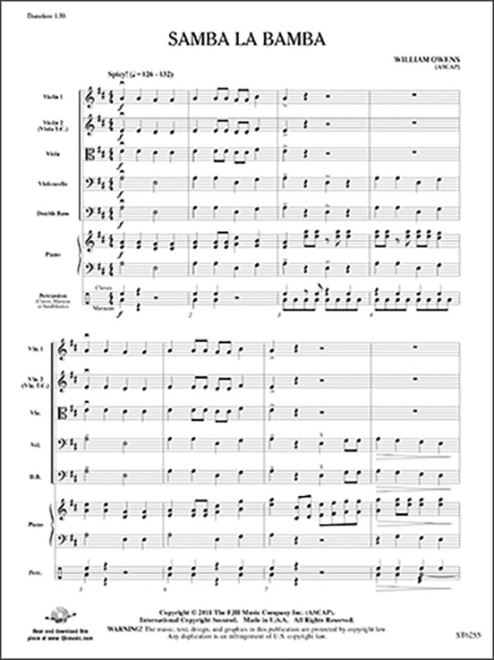 Samba La Bamba: String Orchestra Conductor Score: William Owens ...