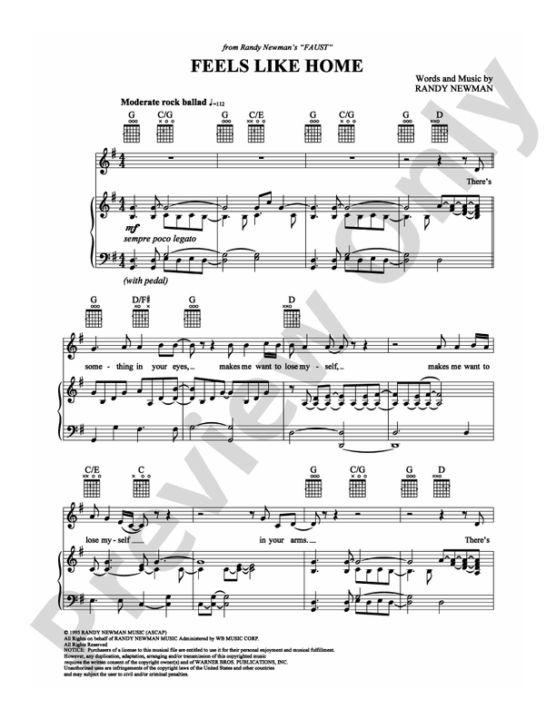 Feels Like Home: Piano/Vocal/Chords: Randy Newman - Digital Sheet Music ...