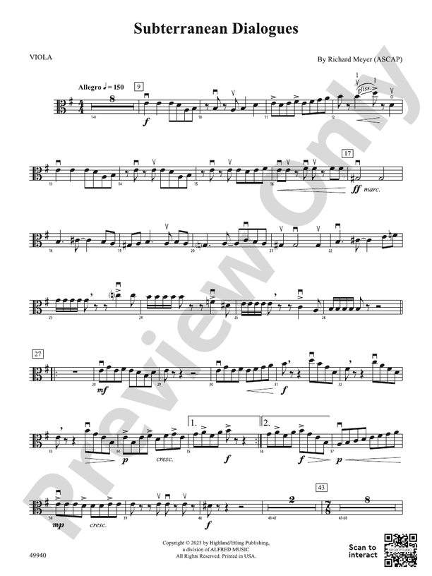 Subterranean Dialogues: Viola: Viola Part - Digital Sheet Music Download