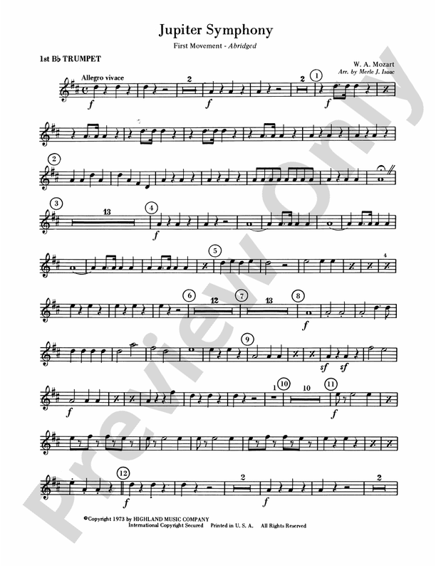 Jupiter Symphony, 1st Movement: 1st B-flat Trumpet: 1st B-flat Trumpet ...