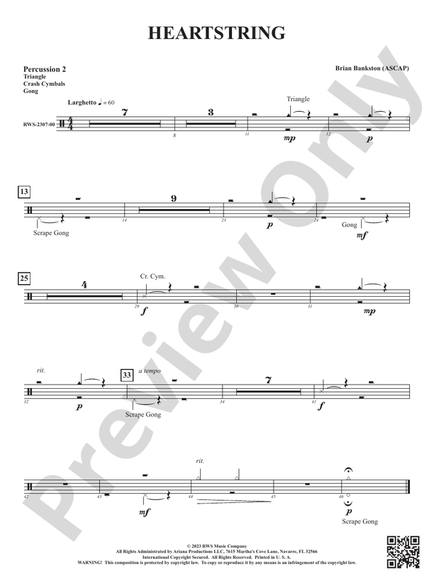 Heartstring: 2nd Percussion: 2nd Percussion Part: Brian Bankston - Digital Sheet Music Download