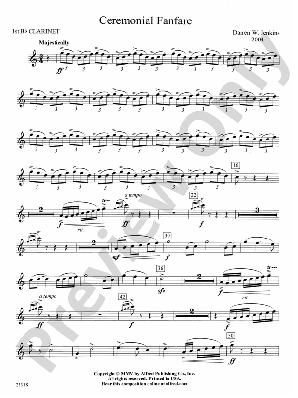 Ceremonial Fanfare: 1st B-flat Clarinet: 1st B-flat Clarinet Part ...