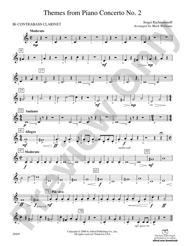 Themes from Piano Concerto No. 2: (wp) B-flat Contrabass Clarinet: (wp) B-flat Contrabass ...