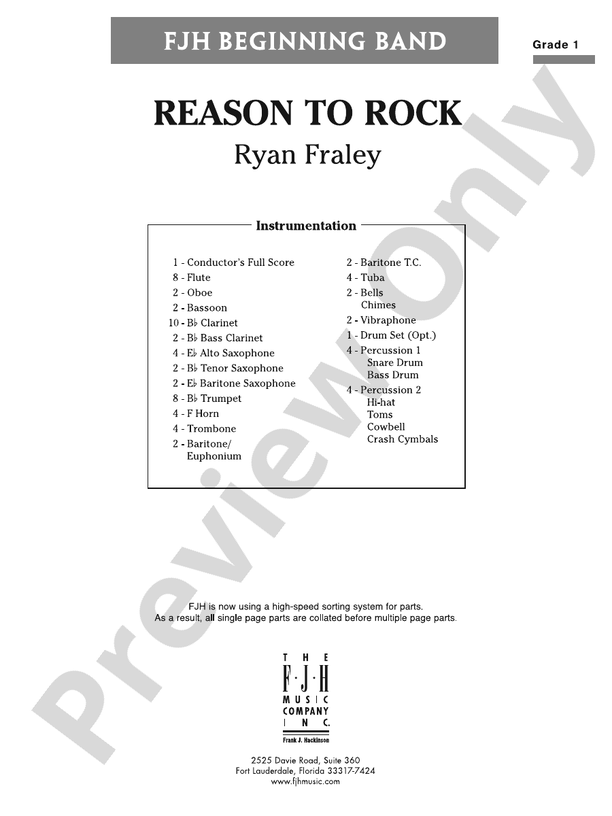 Reason to Rock: Score: Concert Band Score: Ryan Fraley - Digital Sheet ...
