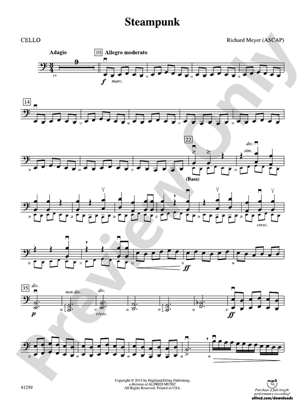 Steampunk Cello Cello Part Digital Sheet Music Download