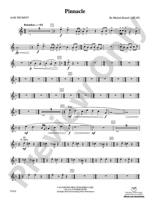 Pinnacle: 1st B-flat Trumpet: 1st B-flat Trumpet Part - Digital Sheet ...