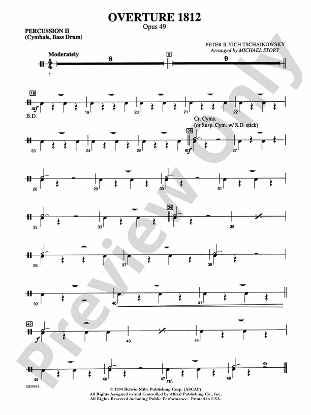 Overture 1812: 2nd Percussion: 2nd Percussion Part - Digital Sheet Music Download