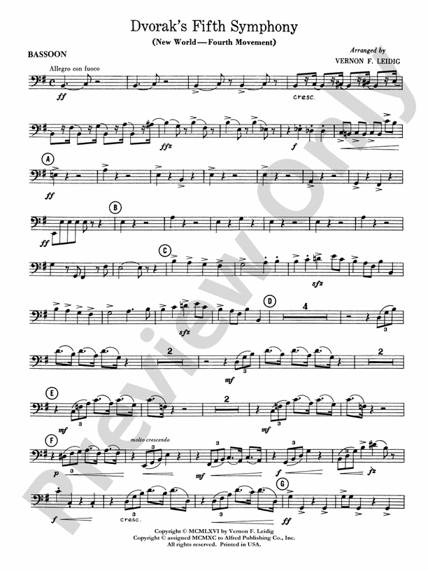 Dvorák's 5th Symphony ("New World," 4th Movement): Bassoon: Bassoon ...