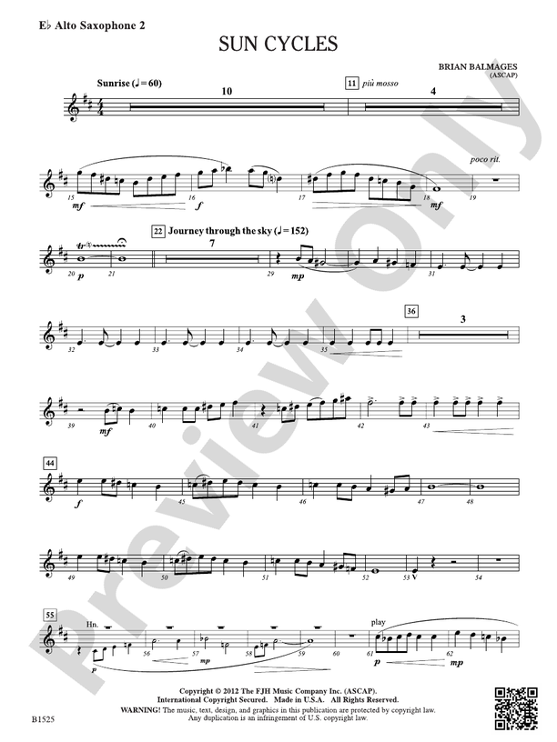 Sun Cycles: E-flat Alto Saxophone 2: E-flat Alto Saxophone 2 Part: Brian Balmages - Digital ...