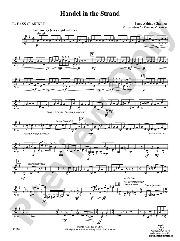 Handel in the Strand: B-flat Bass Clarinet: B-flat Bass Clarinet Part ...