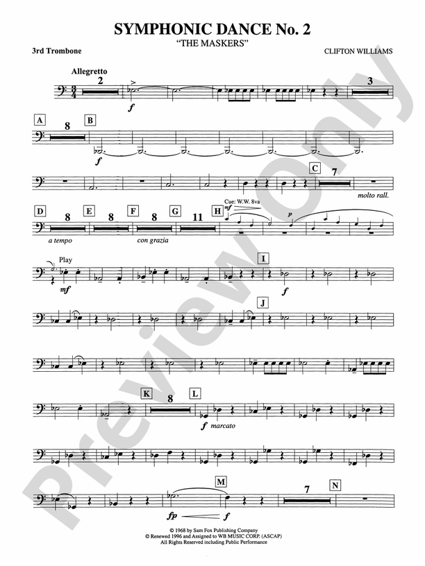 Symphonic Dance No. 2: 3rd Trombone: 3rd Trombone Part - Digital Sheet Music Download
