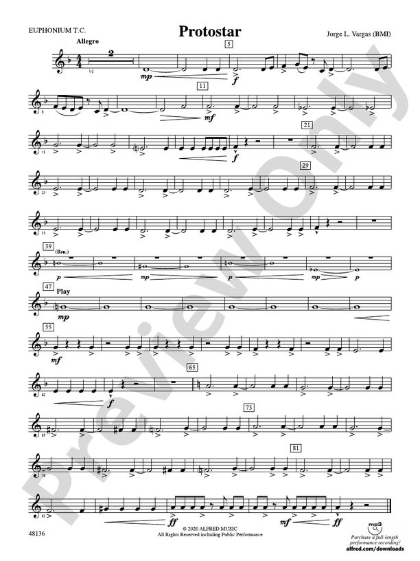 Protostar: Baritone T.C.: Baritone T.C. Part - Digital Sheet Music Download