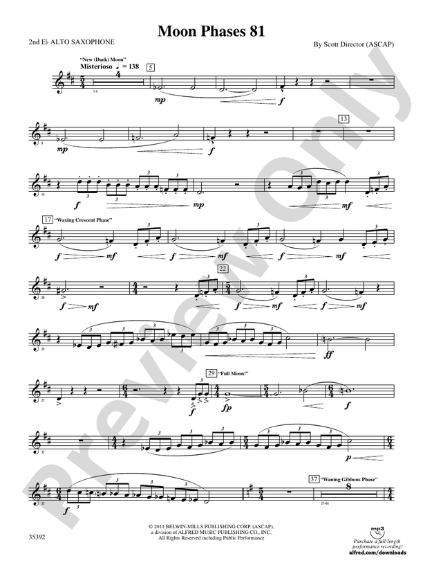 Moon Phases 81: 2nd E-flat Alto Saxophone: 2nd E-flat Alto Saxophone Part - Digital Sheet Music ...