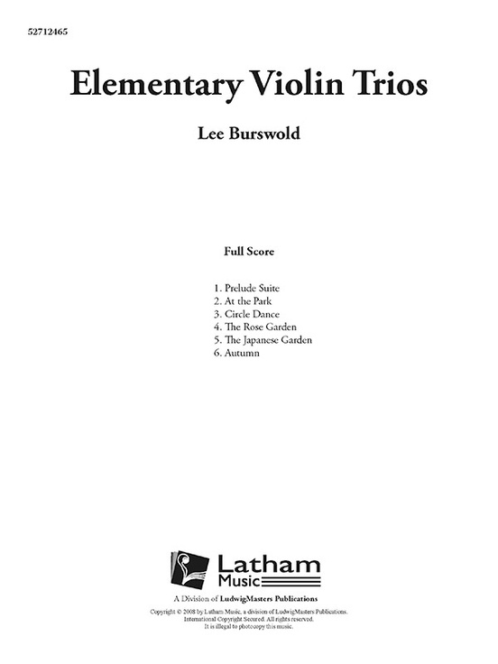 Elementary Violin Trios: Violin Trio: Lee Burswold | Sheet Music