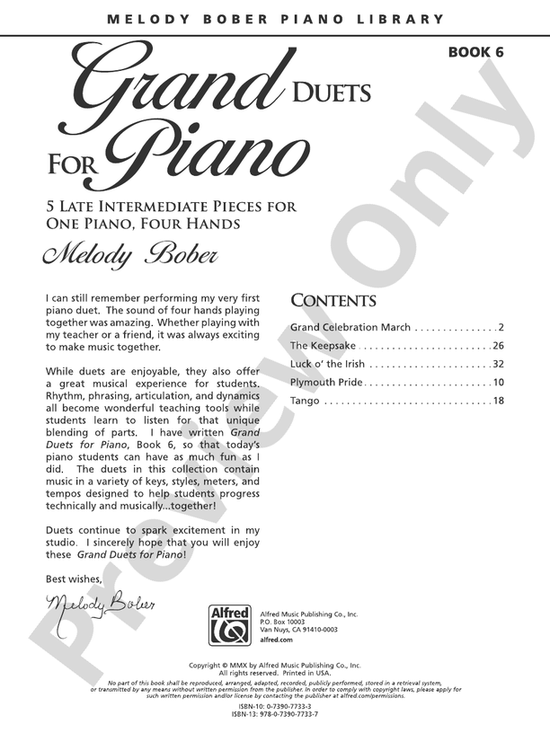 Grand Duets for Piano, Book 6: 5 Late Intermediate Pieces for One Piano ...