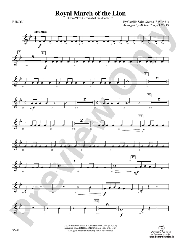 Royal March of the Lion: 1st F Horn: 1st F Horn Part - Digital Sheet ...