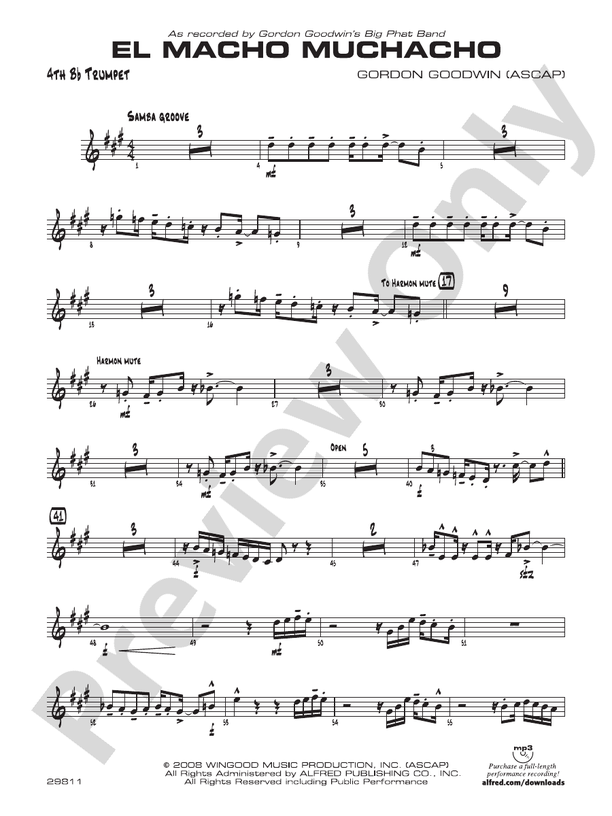 El Macho Muchacho: 4th B-flat Trumpet: 4th B-flat Trumpet Part ...