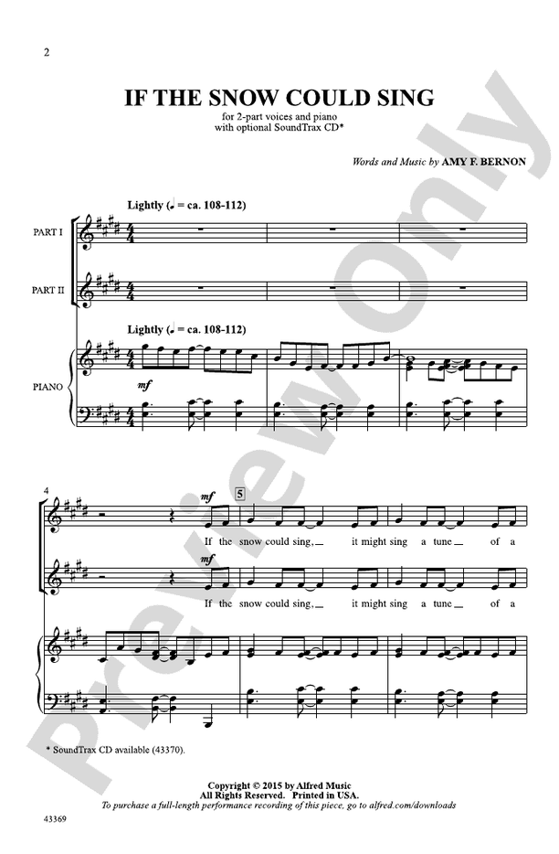 If the Snow Could Sing: 2-Part Choral Octavo: Amy F. Bernon - Digital ...