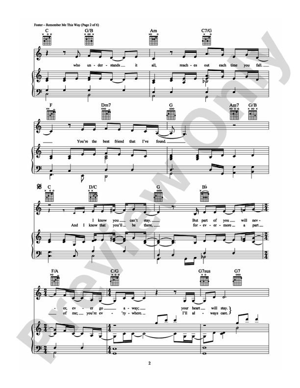 Remember Me This Way: Piano/Vocal/Chords: David Foster - Digital Sheet ...