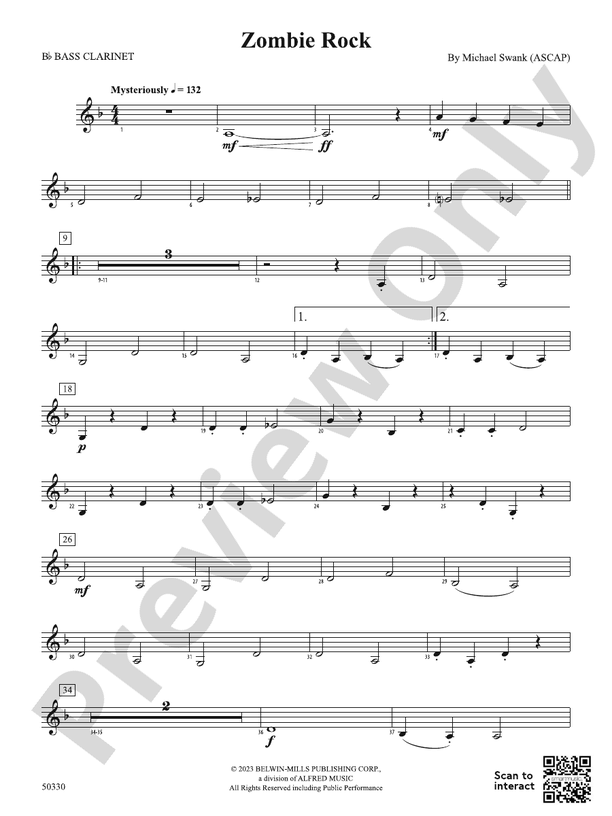 Zombie Rock: B-flat Bass Clarinet: B-flat Bass Clarinet Part - Digital ...