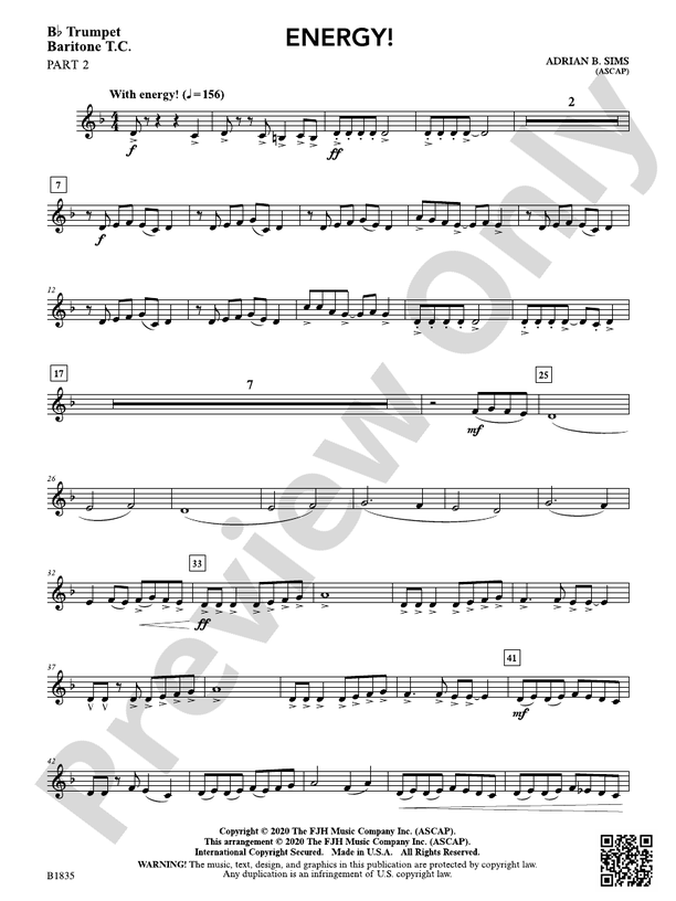 Energy!: Part 2 - B-flat Trumpet / Baritone T.C.: Part 2 - B-flat ...