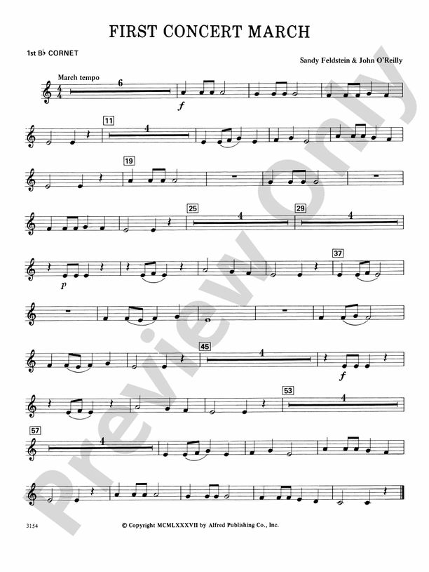 First Concert March: 1st B-flat Cornet: 1st B-flat Cornet Part ...