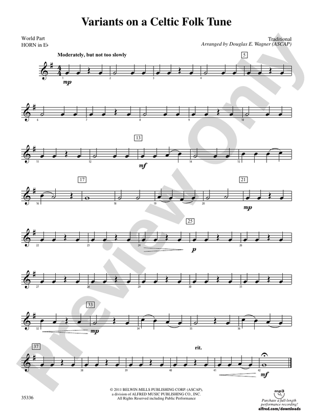 Variants on a Celtic Folk Tune: (wp) 1st Horn in E-flat: (wp) 1st Horn ...