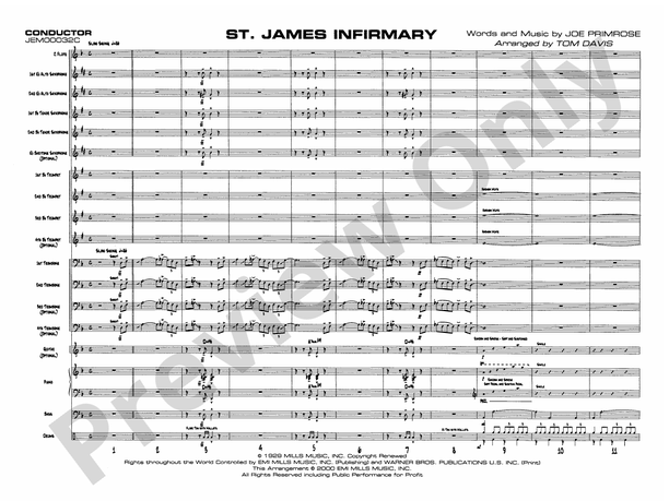 St. James Infirmary: Jazz Ensemble Conductor Score & Parts - Digital Sheet Music Download