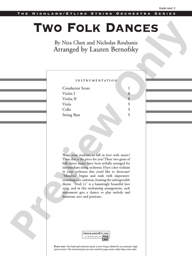 Two Folk Dances: Score: String Orchestra Score - Digital Sheet Music Download