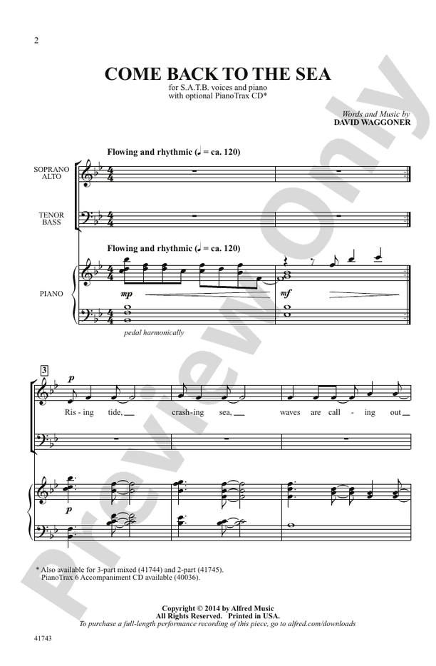 Come Back to the Sea: SATB Choral Octavo: David Waggoner - Digital ...